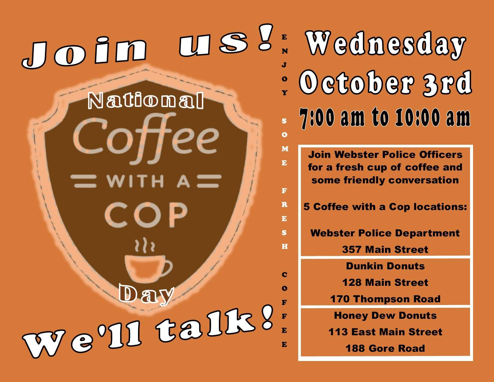 October 3 Is National Coffee With A Cop Day | THE LAKE 940